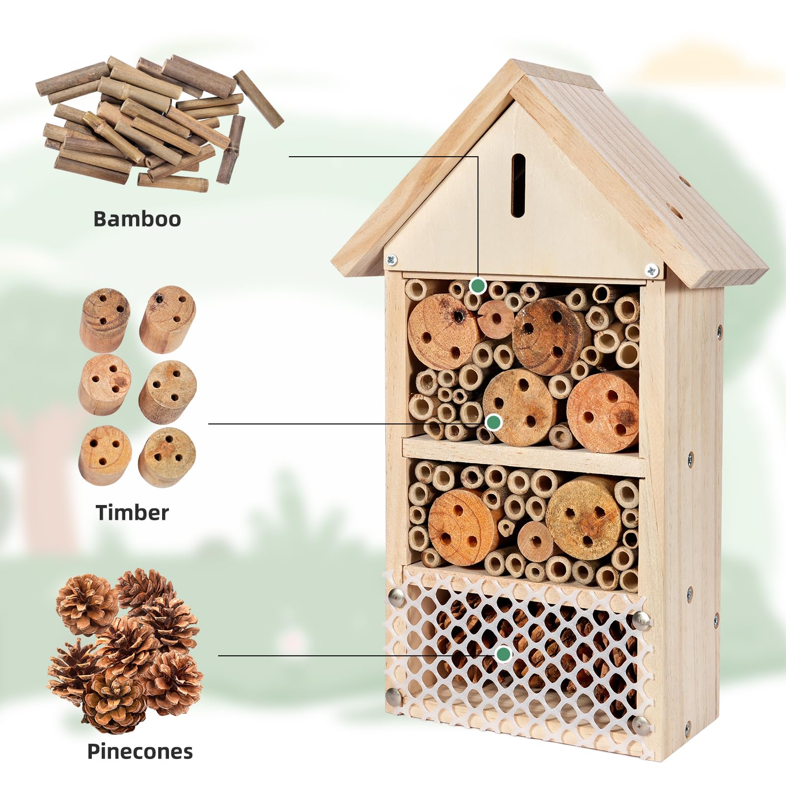 Snapklik.com : Antiai DIY Wooden Insect Hotel Mason Bee Butterfly House ...