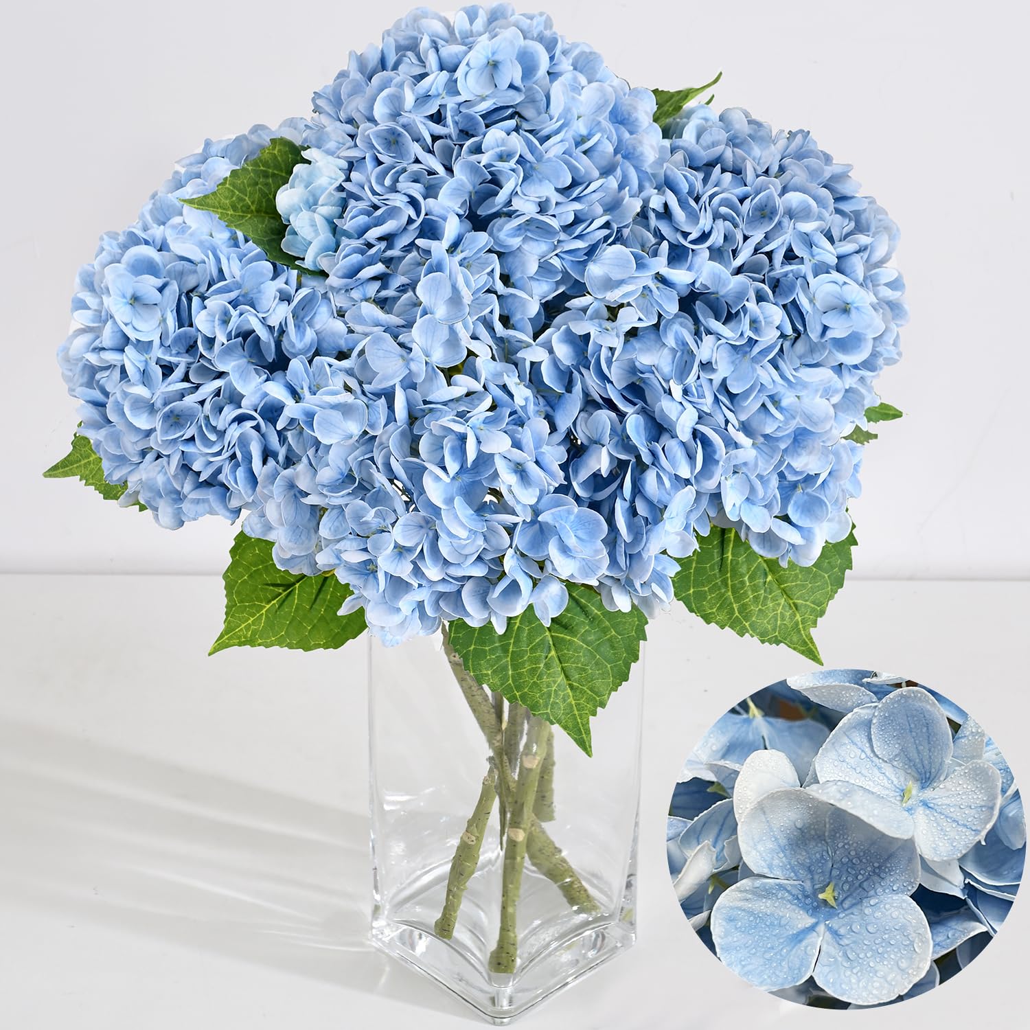 Amazon.com: Aoztio 21" Real Touch Blue Hydrangea Artificial Flowers ...
