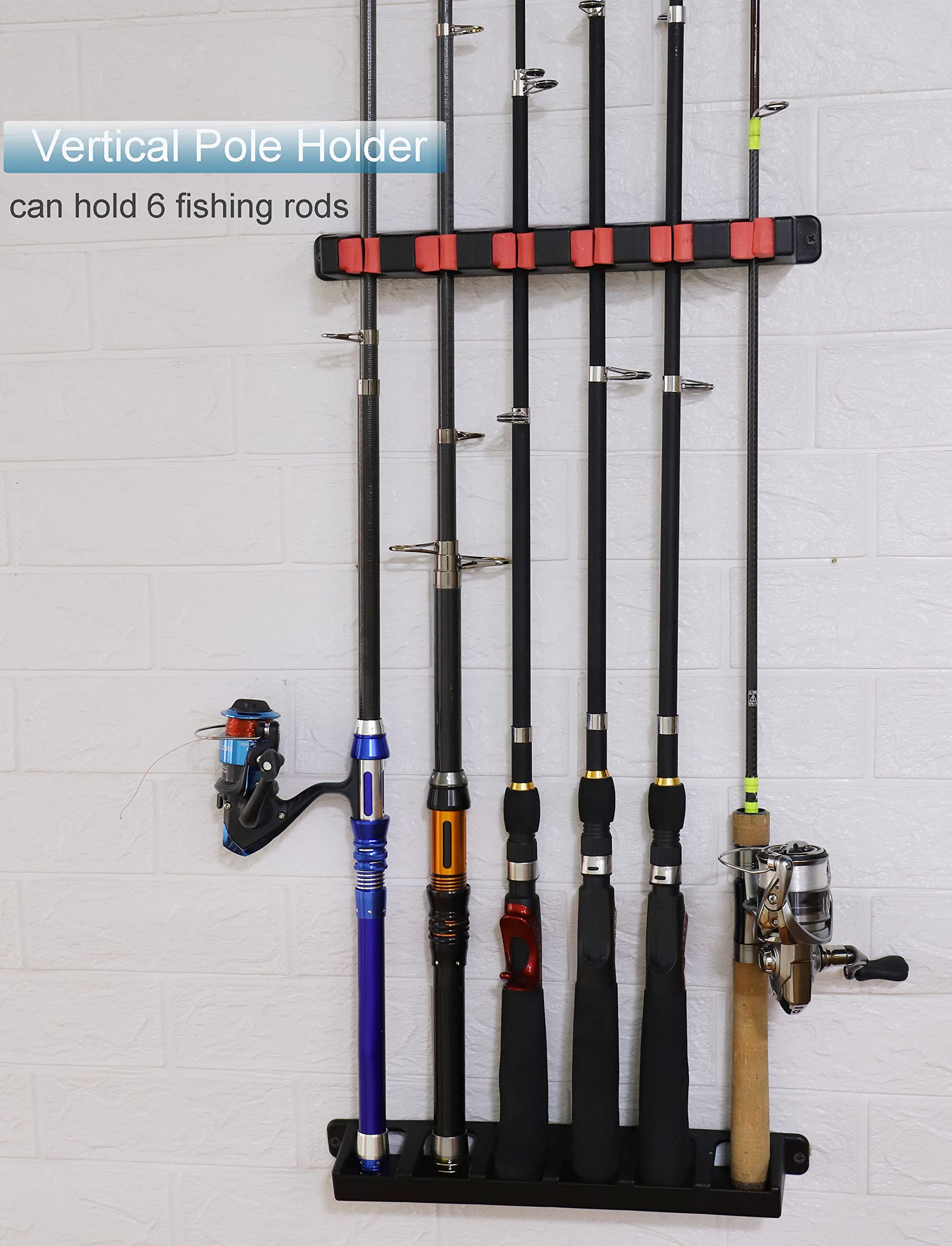 Snapklik.com : Vertical Fishing Rod Rack - Wall-Mounted Fish Pole ...