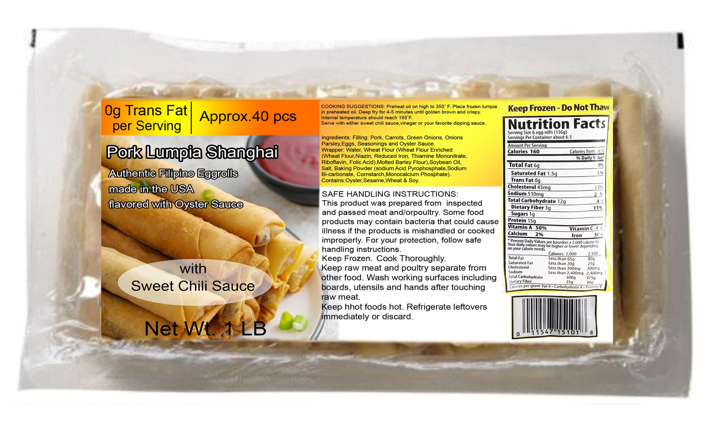 Buy Lumpiang Shanghai Pork Cooked 35-40 pcs (2 LBS), Filipino food ...