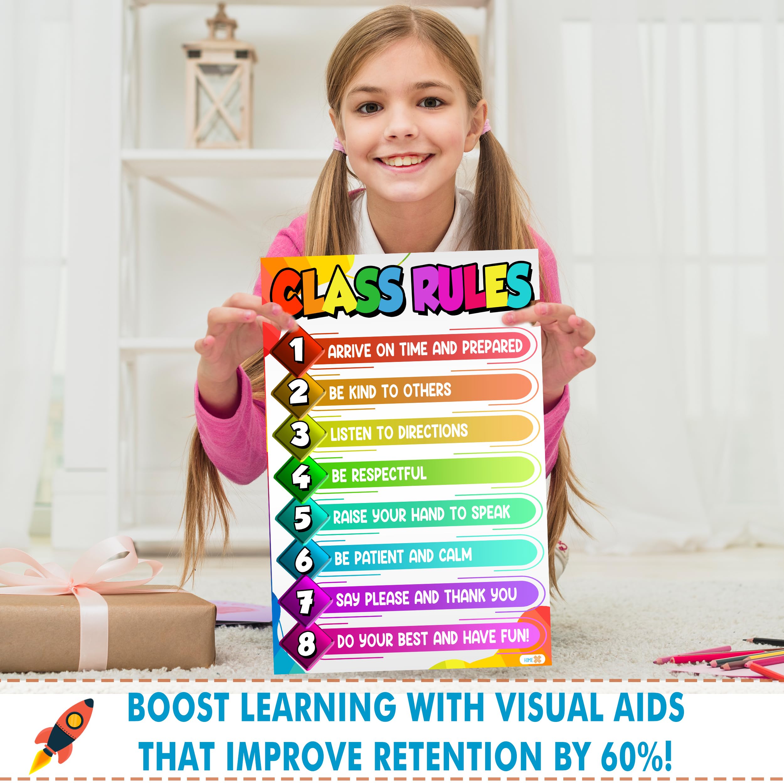 Classroom Rules Posters Pasimy 3-Pack - Jumbo Educational Wall Decor ...