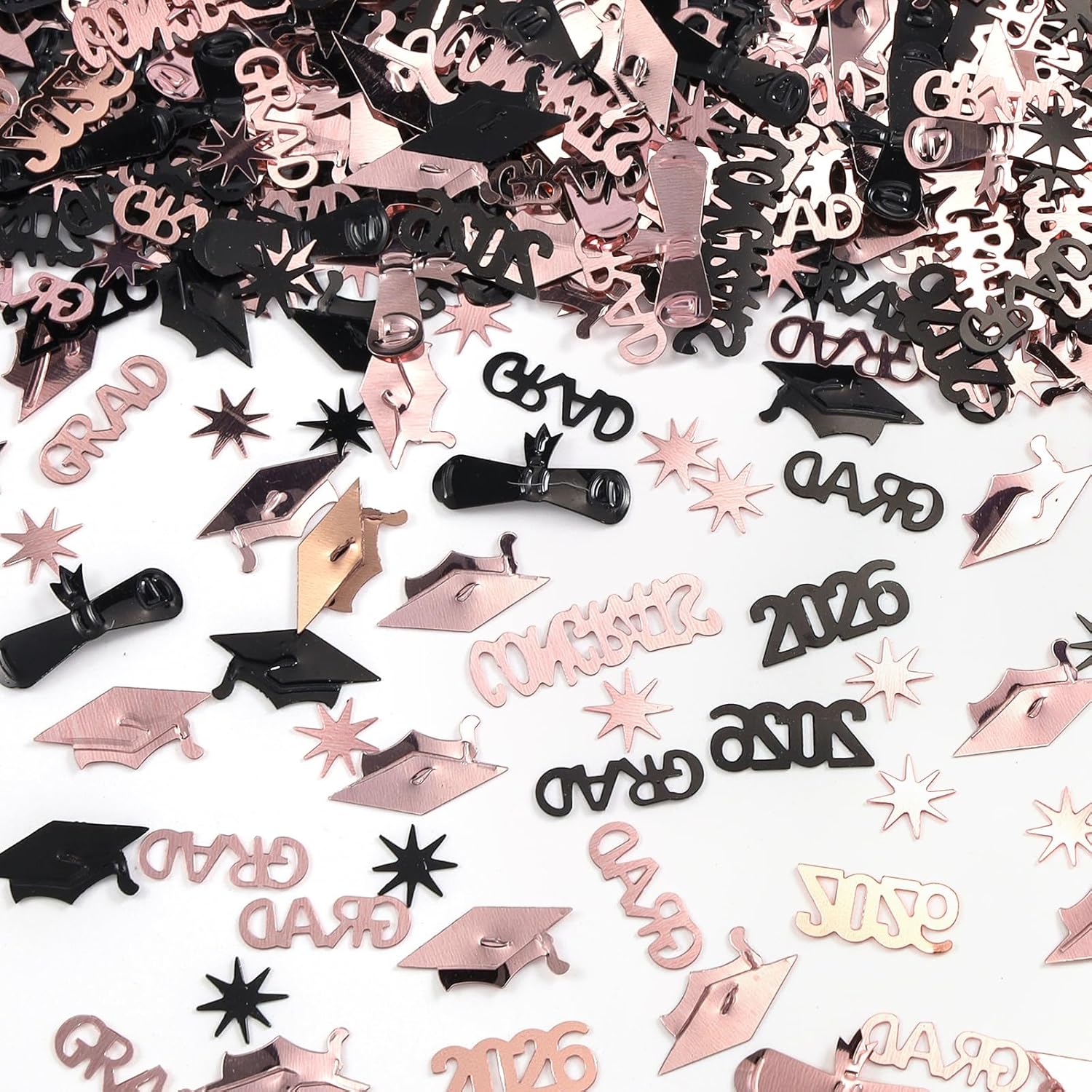 Amazon.com: KALOR Black and Rose Gold Graduation Confetti 2026, 1000 ...
