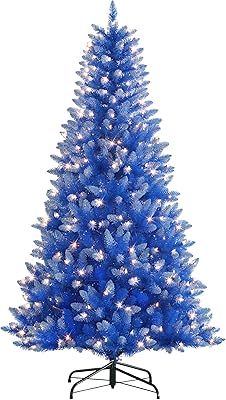 Amazon.com: YULETIME 6.5ft Pre-Lit Blue Christmas Tree, Artificial ...