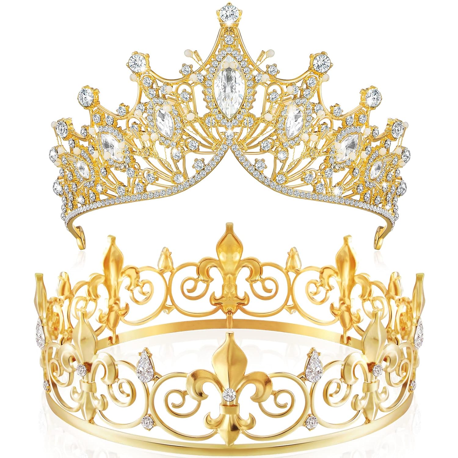 Amazon.com: Junkin 2 Pcs Prom King and Queen Crowns for Men Women ...