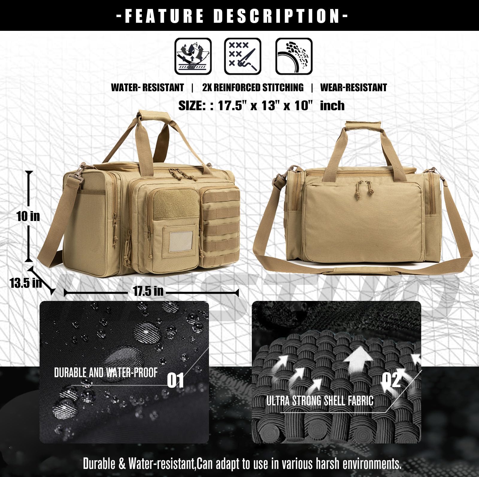 Snapklik.com : Gun Range Bag For Handguns And Ammo Tactical Pistol Case ...