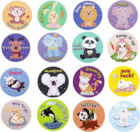 Amazon.com: 1000 pcs Animal Stickers for Kids,Cute Motivational ...