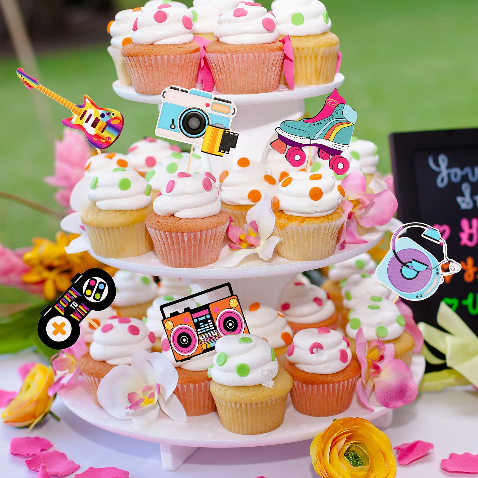 Snapklik.com : 48 Pieces 90s Cupcake Topper 90s Theme Party Decorations ...