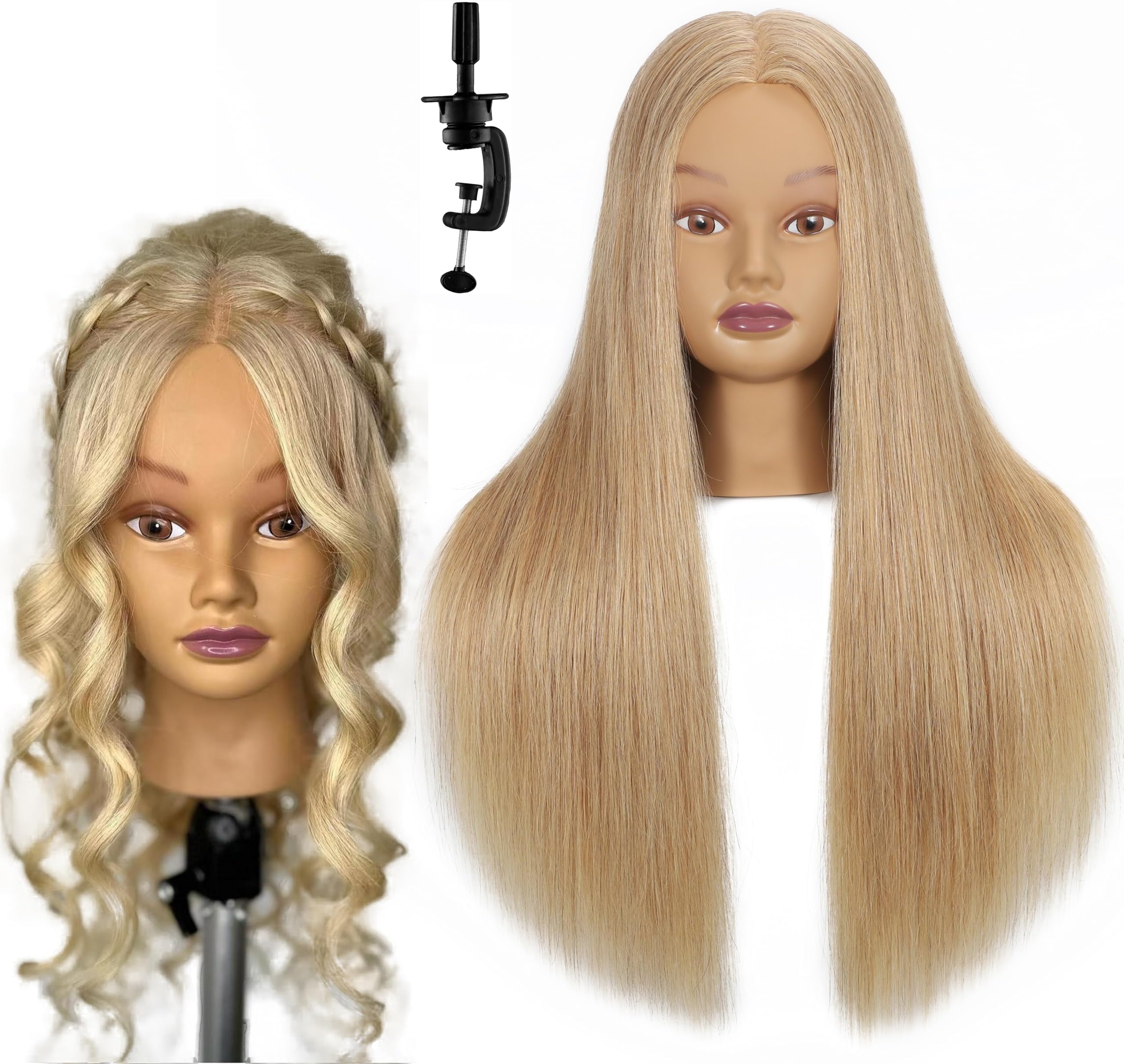 Amazon.com : Mannequin Head 100% Human Hair 24" Cosmetology Mannequin Head Doll Head for Hair ...
