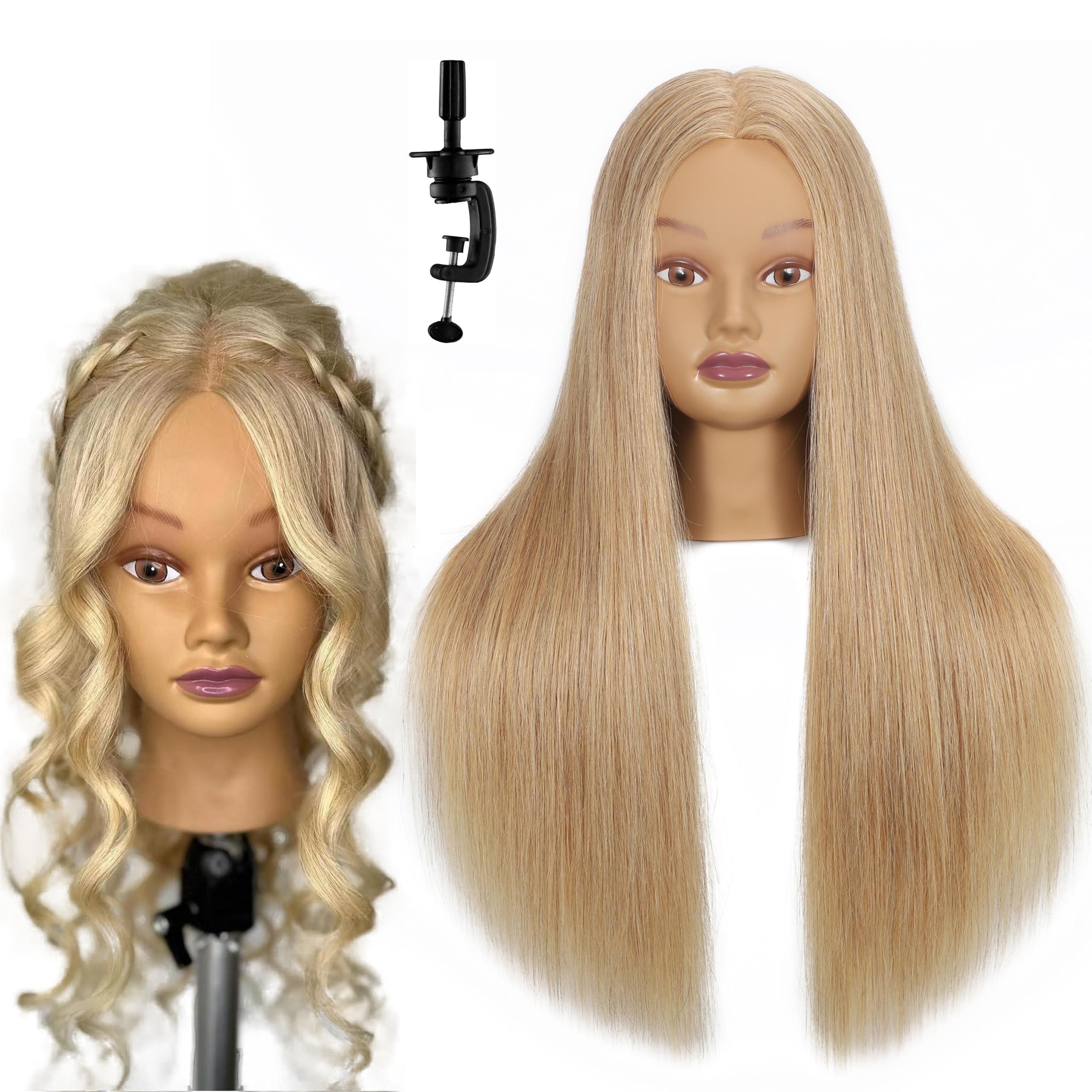 Amazon.com : Mannequin Head 100% Human Hair 24" Cosmetology Mannequin ...