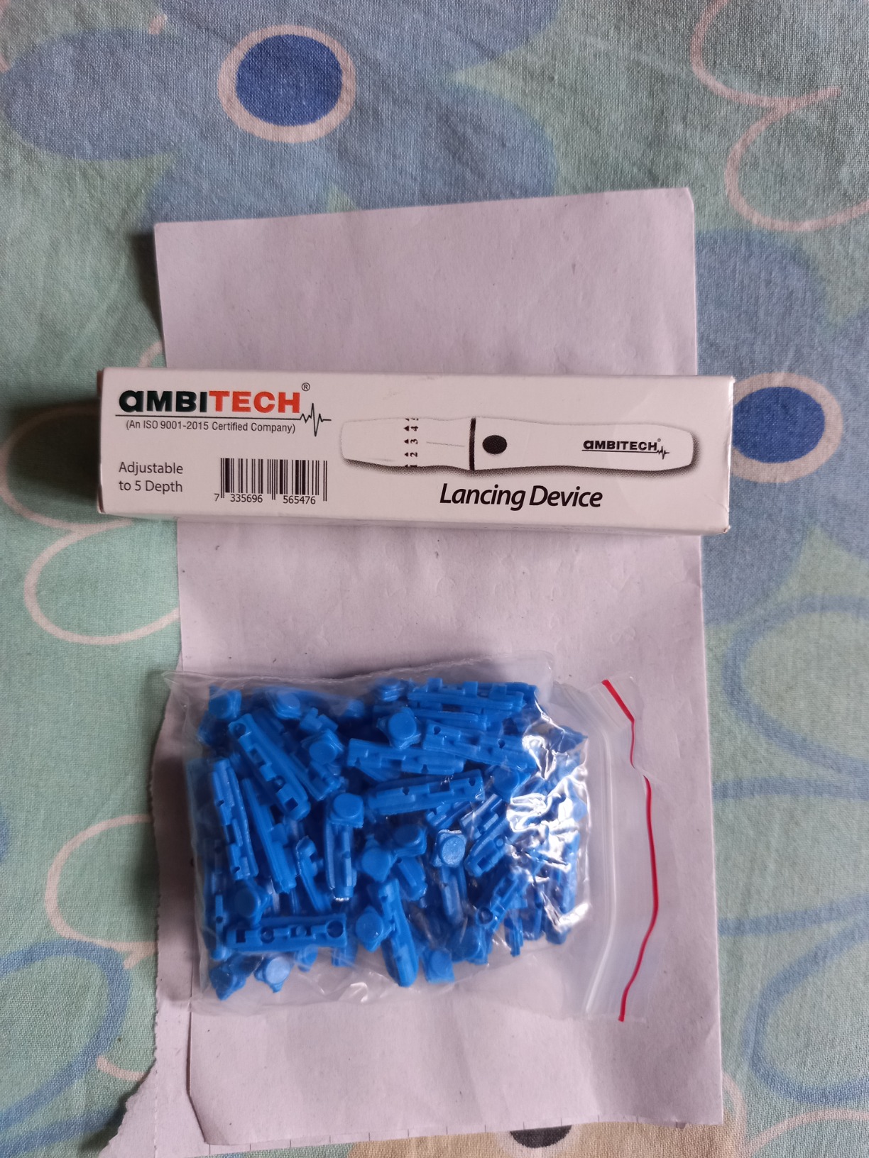 AmbiTech Adjustable Lancing Device with 50 Round Lancets | Blue | Made ...