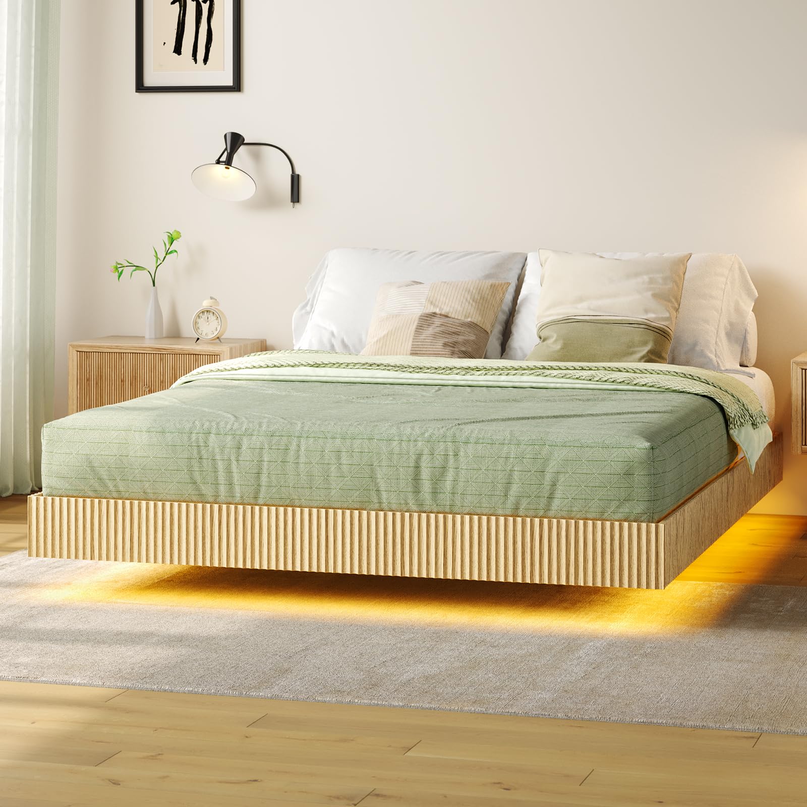 Snapklik.com : Tatub Natural Queen Floating Bed Frame