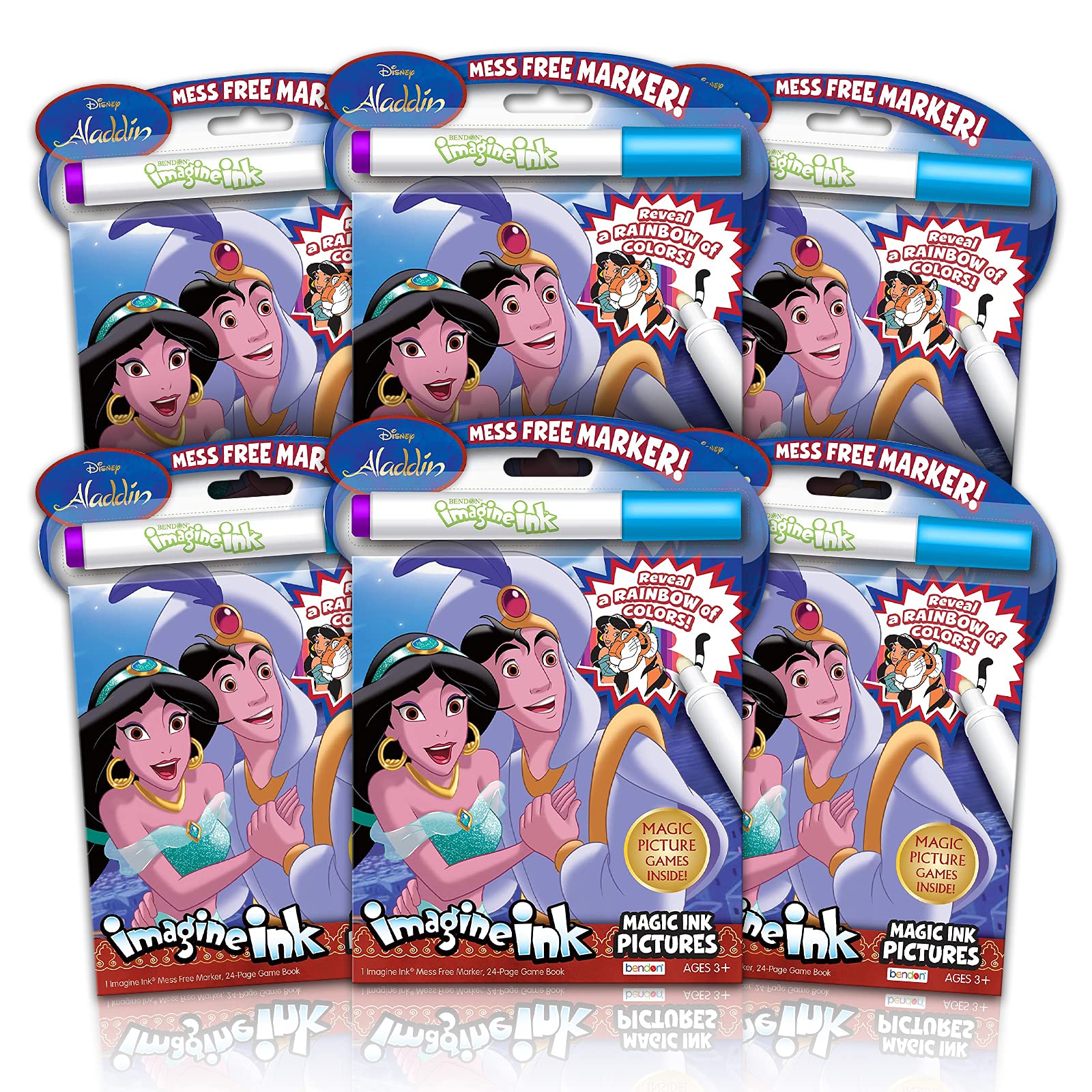 Buy Classic Disney Aladdin Imagine Ink Coloring Books for Kids ~ 6 ...