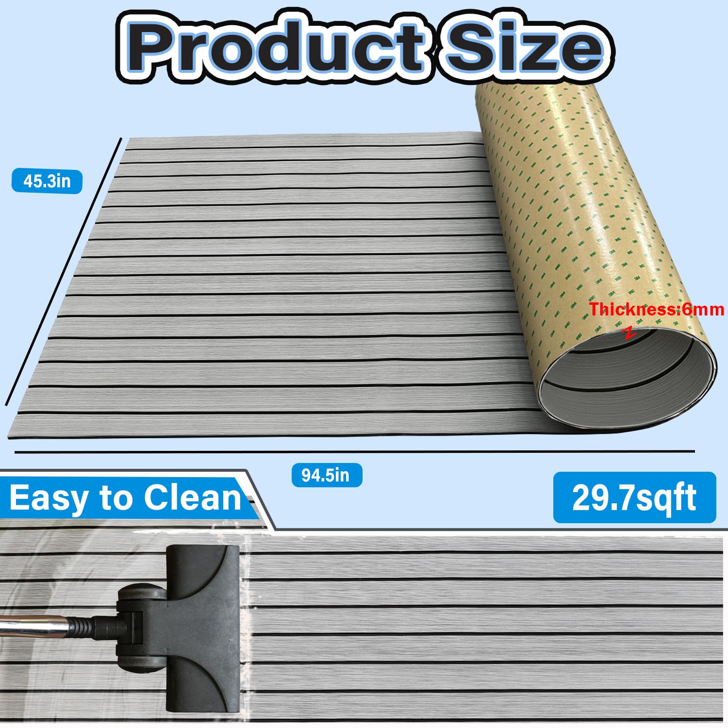 Snapklik.com : 3M Boat Mat Flooring EVA Foam Boat Decking 94x45in Self ...