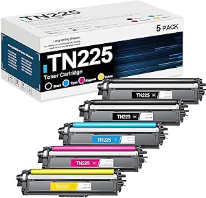 Amazon.com: TN225 Toner Cartridge High Yield (2BK/1C/1M/1Y, 5-Pack) Compatible TN221 TN225 Toner ...