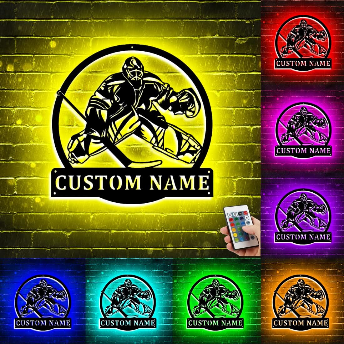 Amazon.com : Moakcey Personalized Hockey LED Name Sign Custom Hockey ...