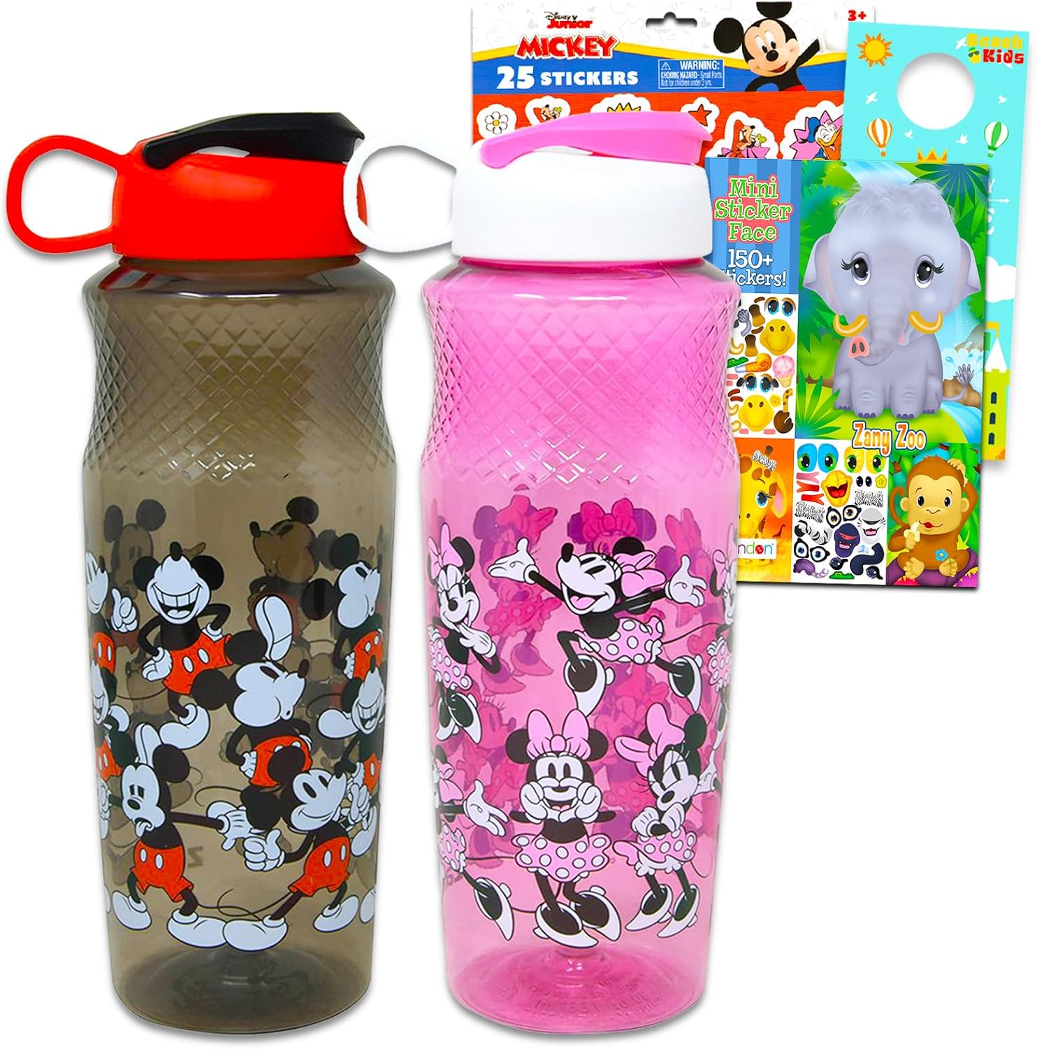 Amazon.com: Disney Mickey Mouse and Minnie Mouse Water Bottles for Kids ...