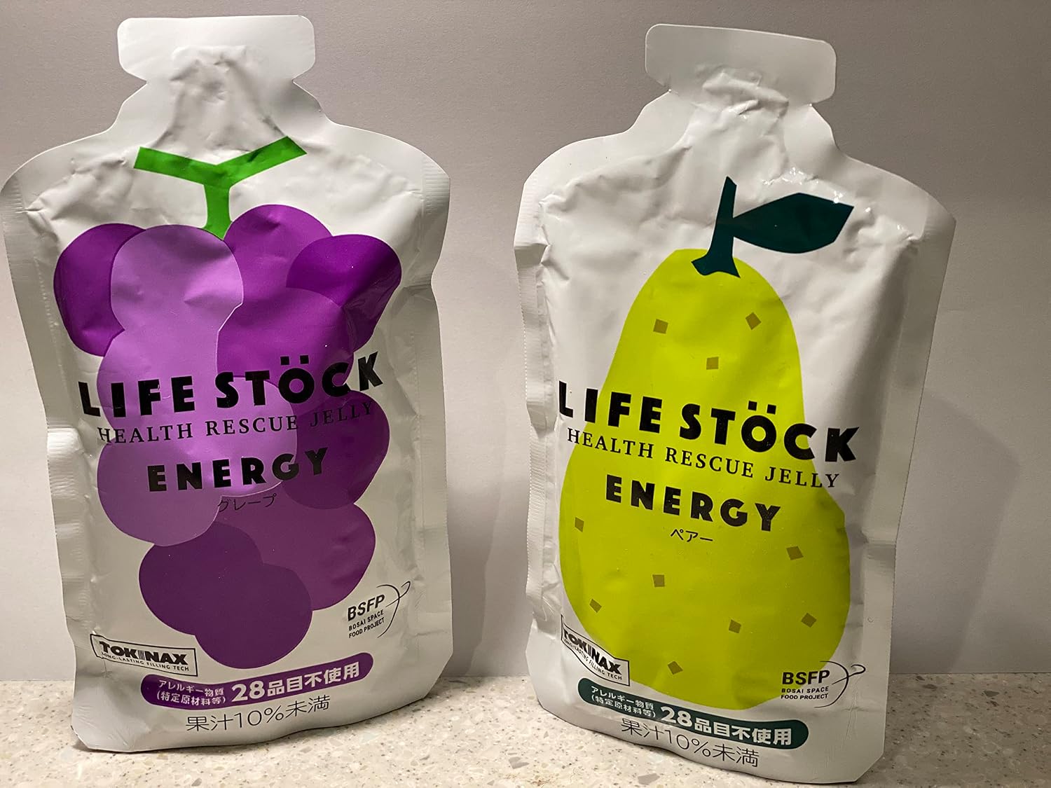 Amazon.co.jp: ワンテーブル 5年備蓄可能 備蓄用ゼリー LIFE STOCK ライフストック グレープ味&ペアー味 100g 各 ...