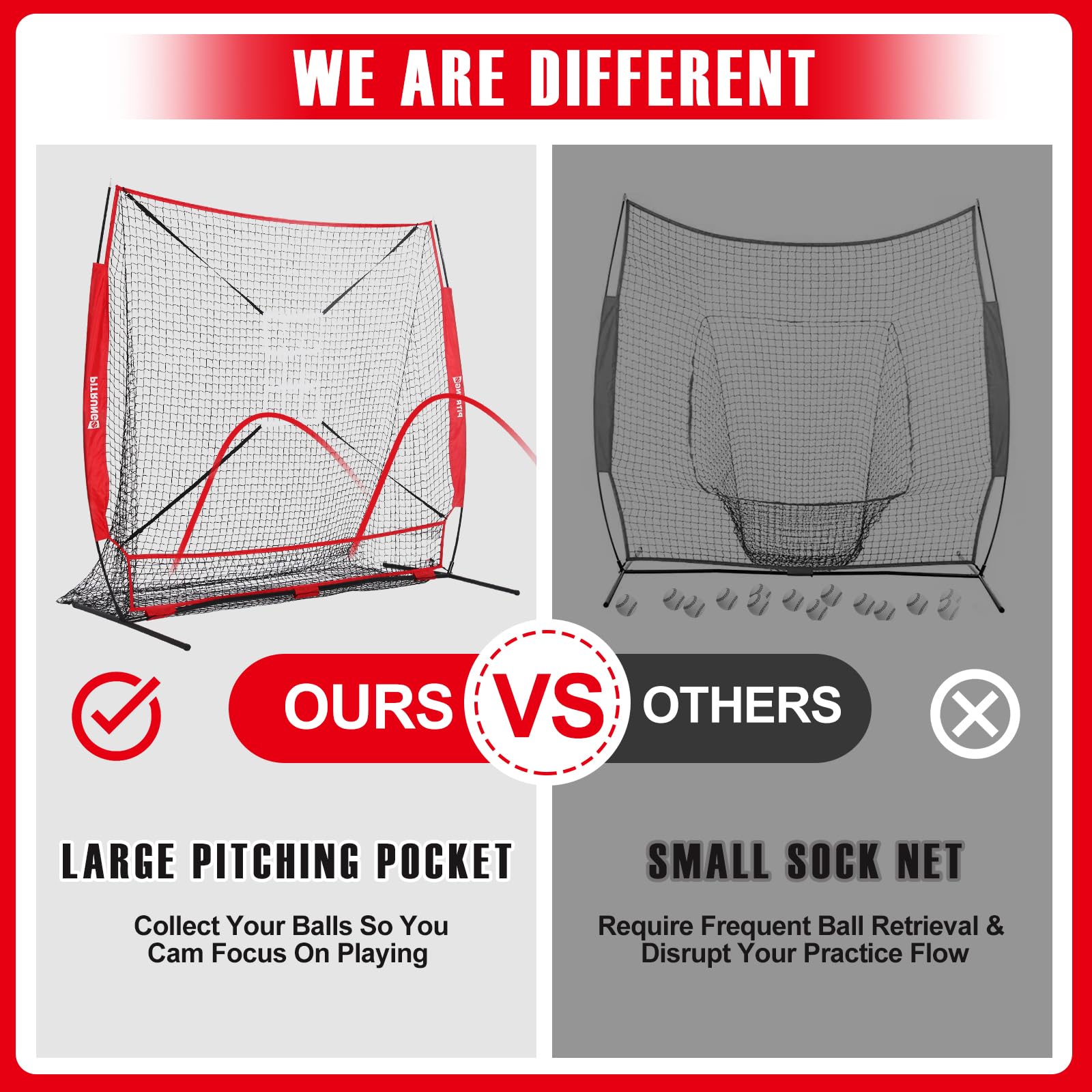 Snapklik.com : 7x7ft Baseball Softball Practice Net w/Large Ball ...