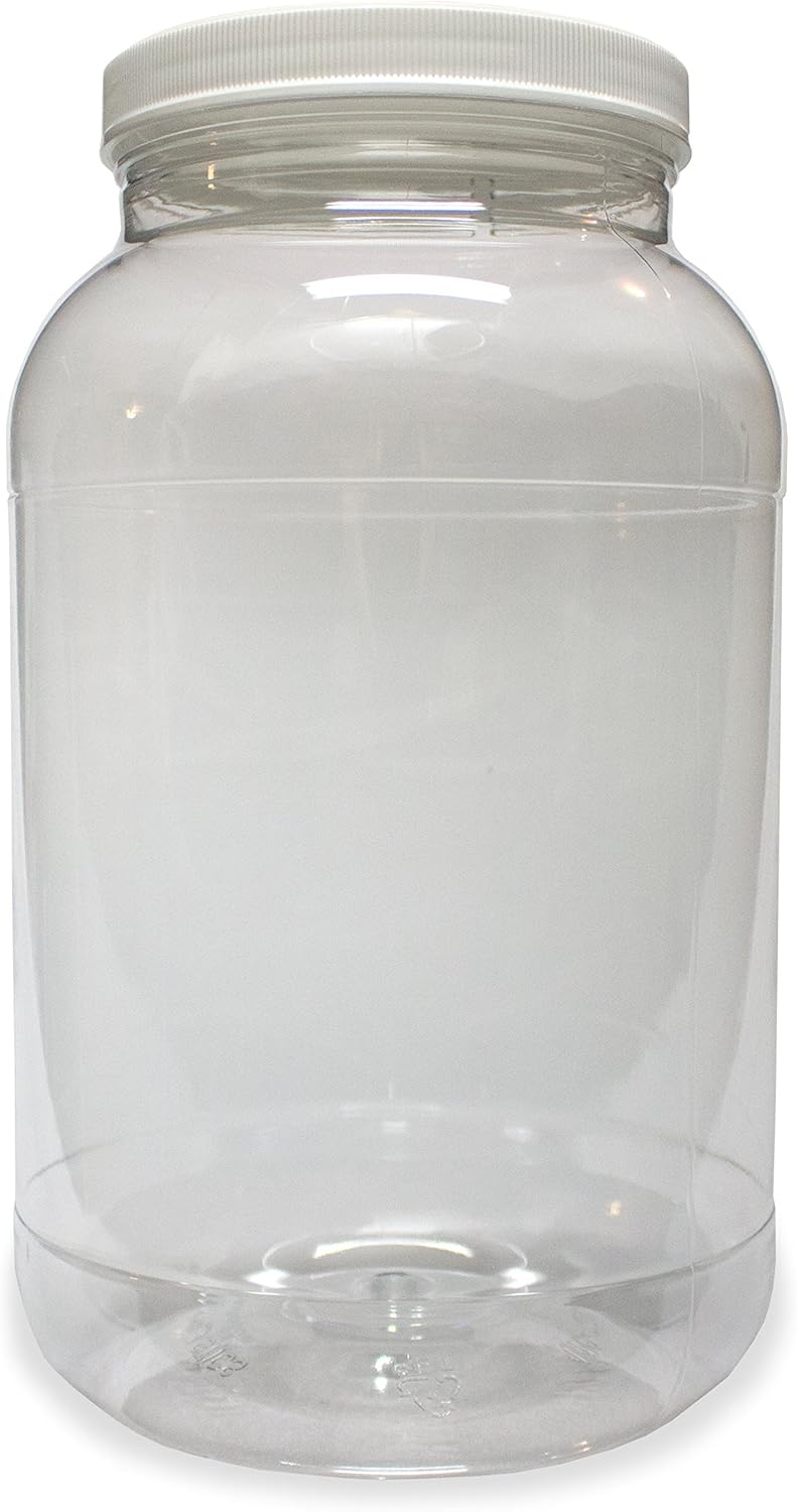 Amazon.com: 1 Gallon Plastic Jar, Wide Mouth, Clear, with Lined Fresh ...