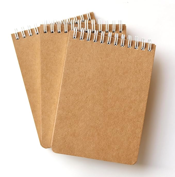 INNAXA Spiral Eco- Friendly Notepad A6 Size (Brown Pack-3), 100 Pages ...