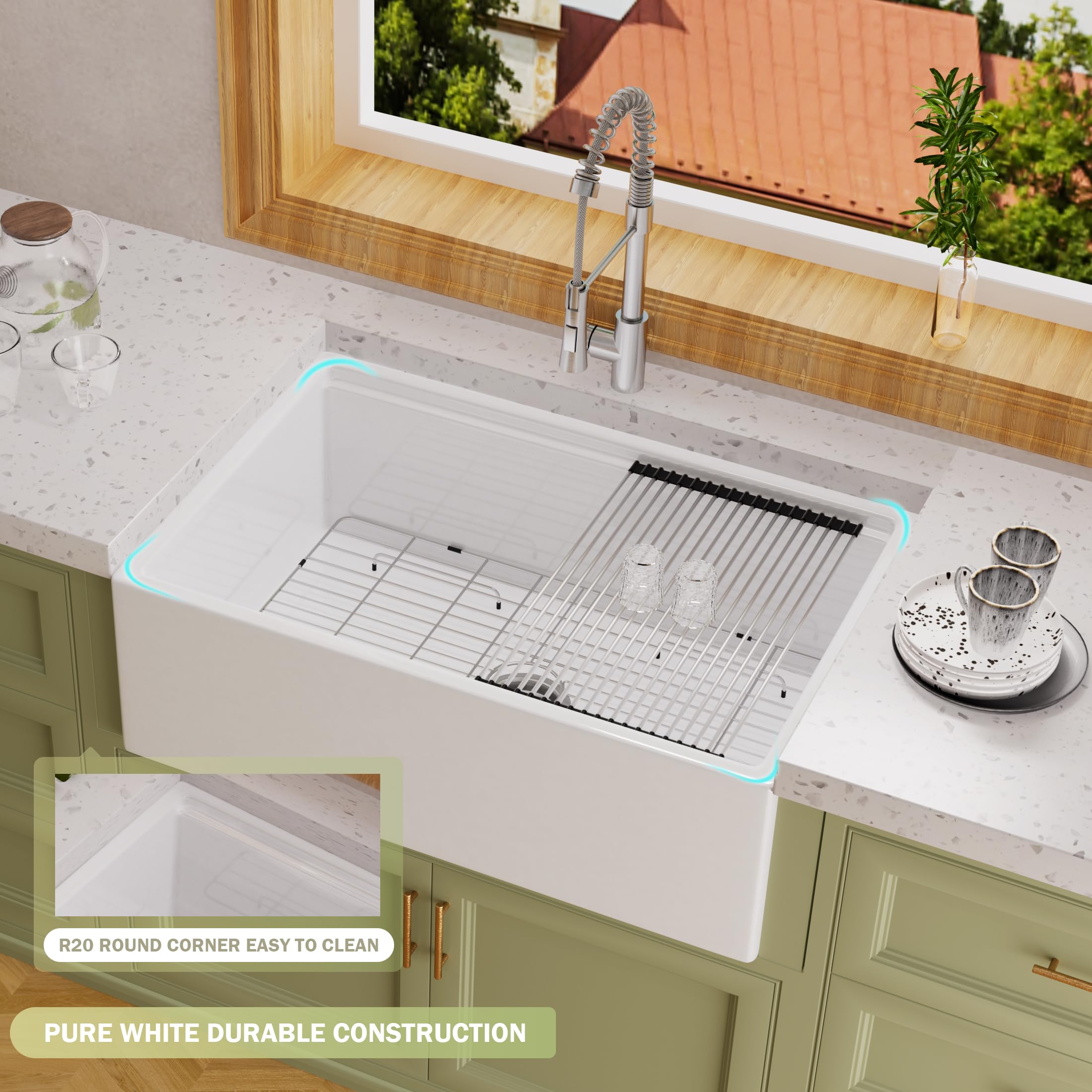 Snapklik.com : White Farmhouse Sink 33 Inch, Farmhouse Sink Workstation ...
