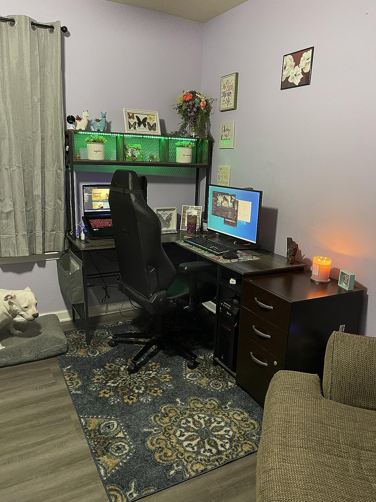 $37/mo - Finance Unikito L Shaped Computer Desk with LED Strip and ...