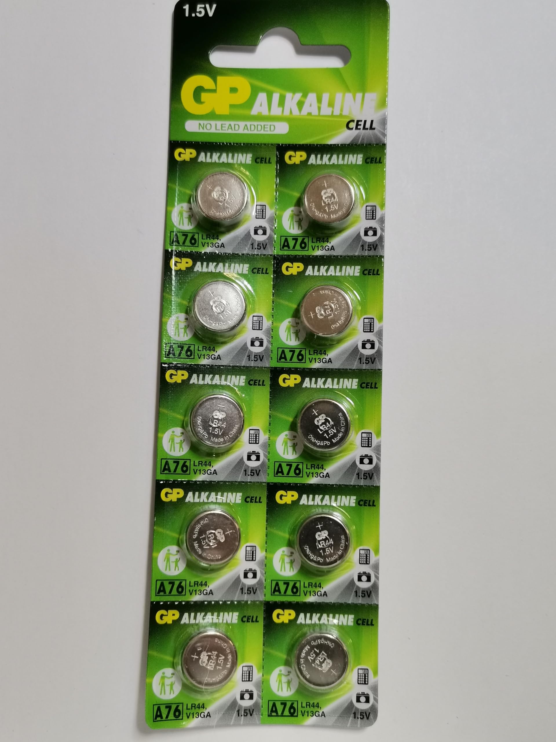 GP Batteries GPA76 - C10 Coin Cells Alkaline Batteries Card 1: Amazon ...