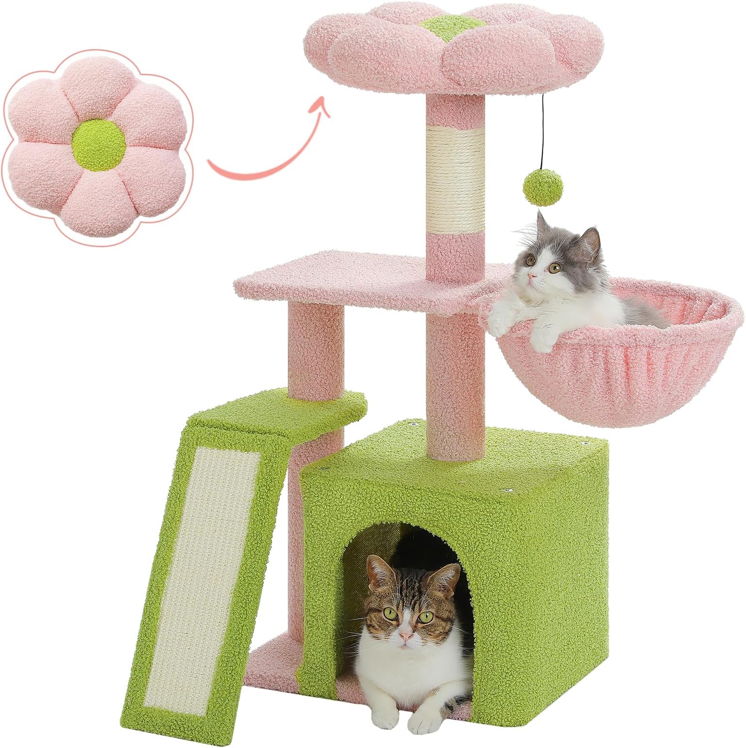 PAWZ Road Flower Cat Tree for Indoor Cats, [31.5''=80CM] Cute Cat Tower ...
