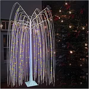 Amazon.com: MORROLS 216 LED 5FT Lighted Willow Halloween Artifical Tree ...