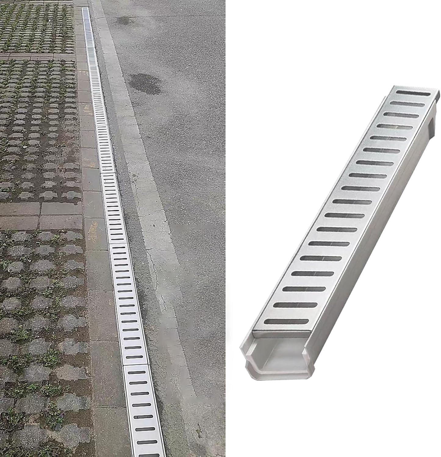 Amazon.com: 4 inch Wide Linear Bar-Hole Trench Drain, 23 5/8 inch Long ...