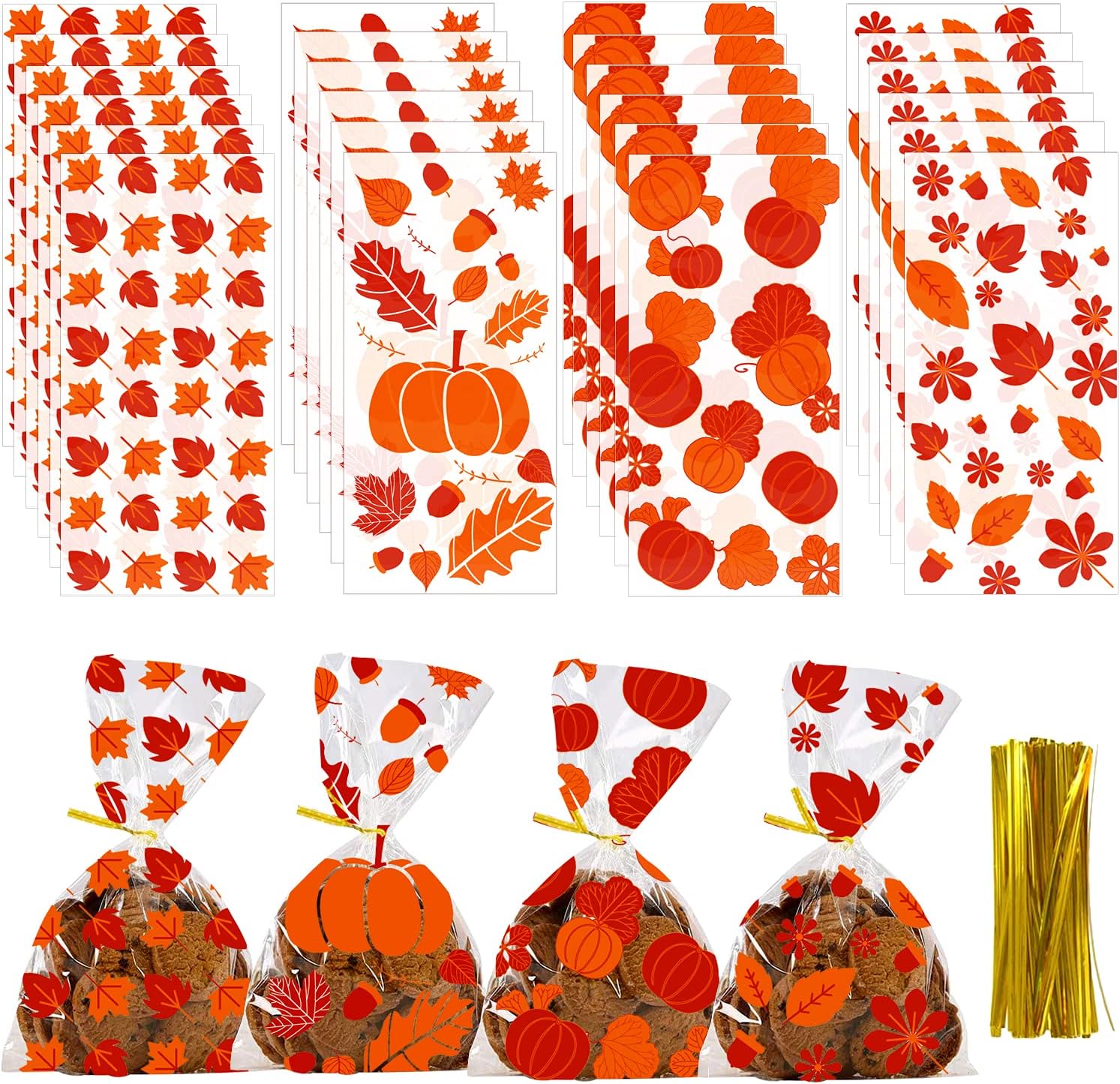 Amazon.com: Hallmark Fall Leaves Party Favor and Wrapped Treat Bags (30 ...