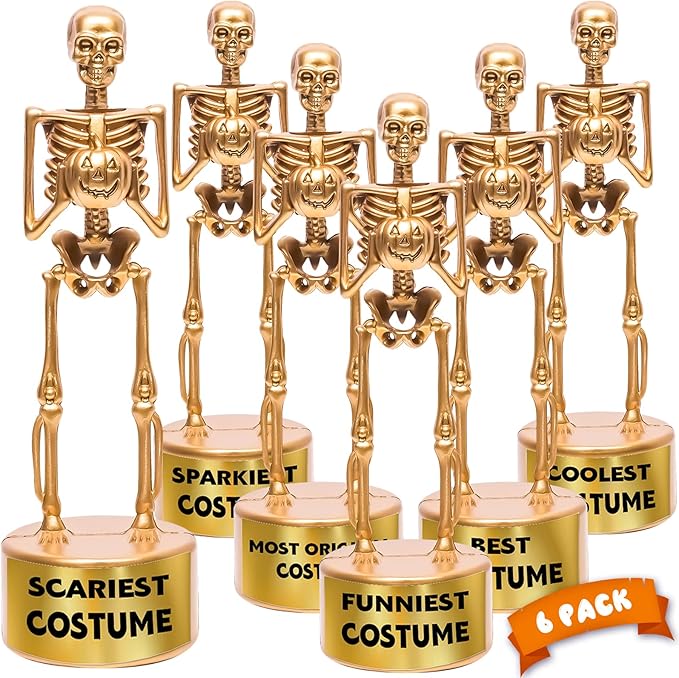 Amazon.com: 6 pack Halloween Best Costume Skeleton Trophy, Halloween ...