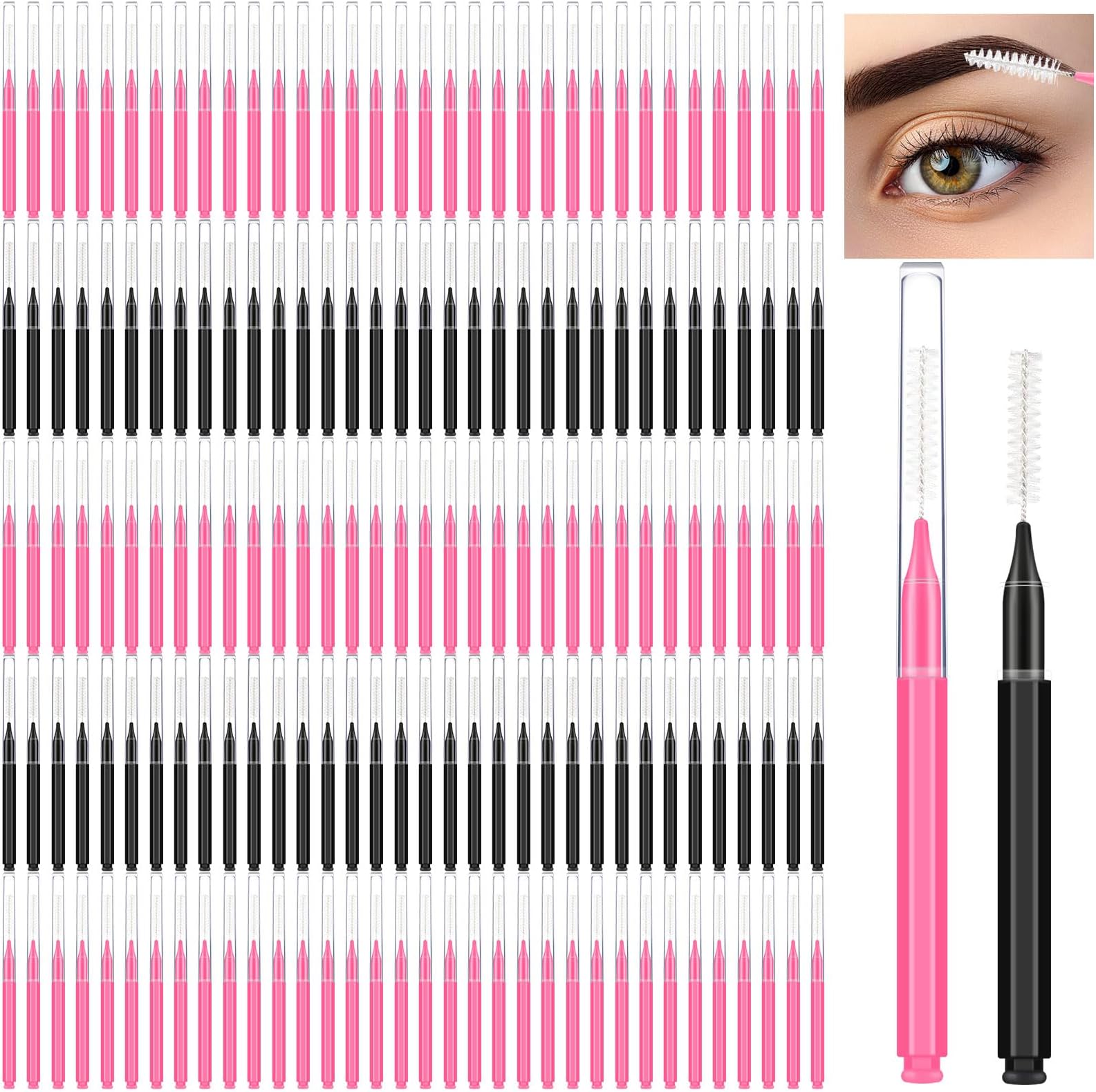Amazon.com: Patelai 150 Pieces Micro Eyebrow Brush with Cap Brow ...