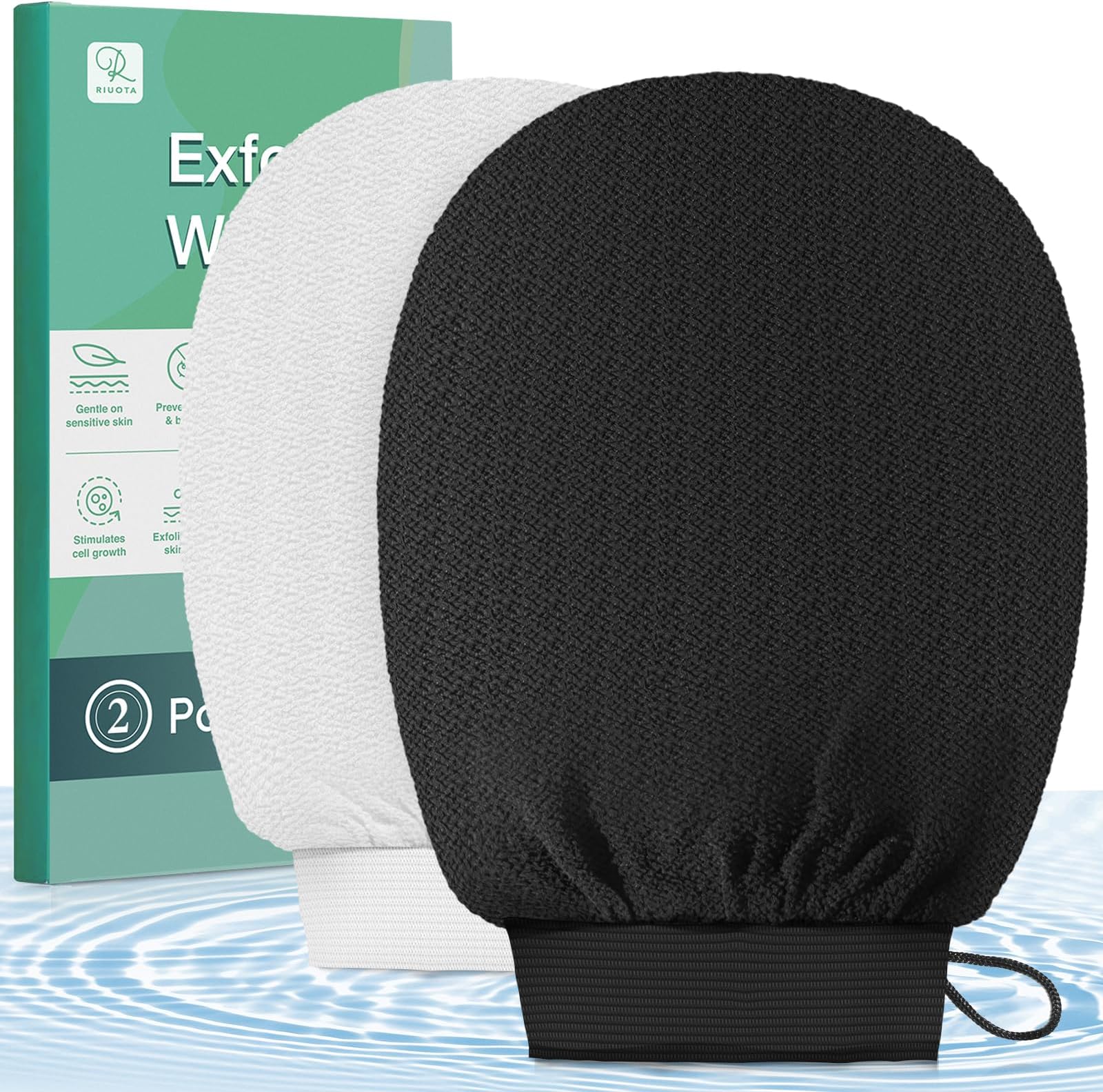 Amazon.com : 2 Pack Exfoliating Glove Mitt - Double-Sided Exfoliation ...