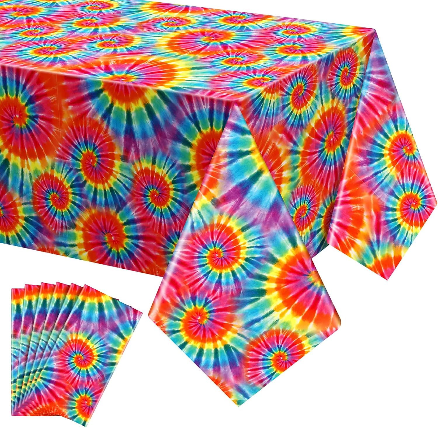 Amazon.com: Newwiee Tie Dye Tablecloth Rainbow Table Cloth 54 x 108 ...