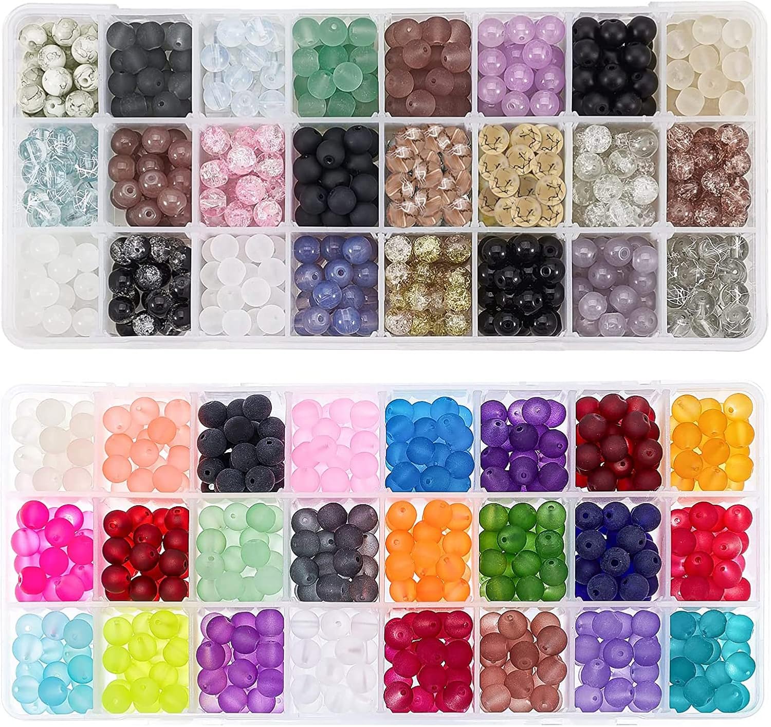 Amazon.com: PH PandaHall 1318pcs Round Beads, 48 Color Glass Beads 8mm ...