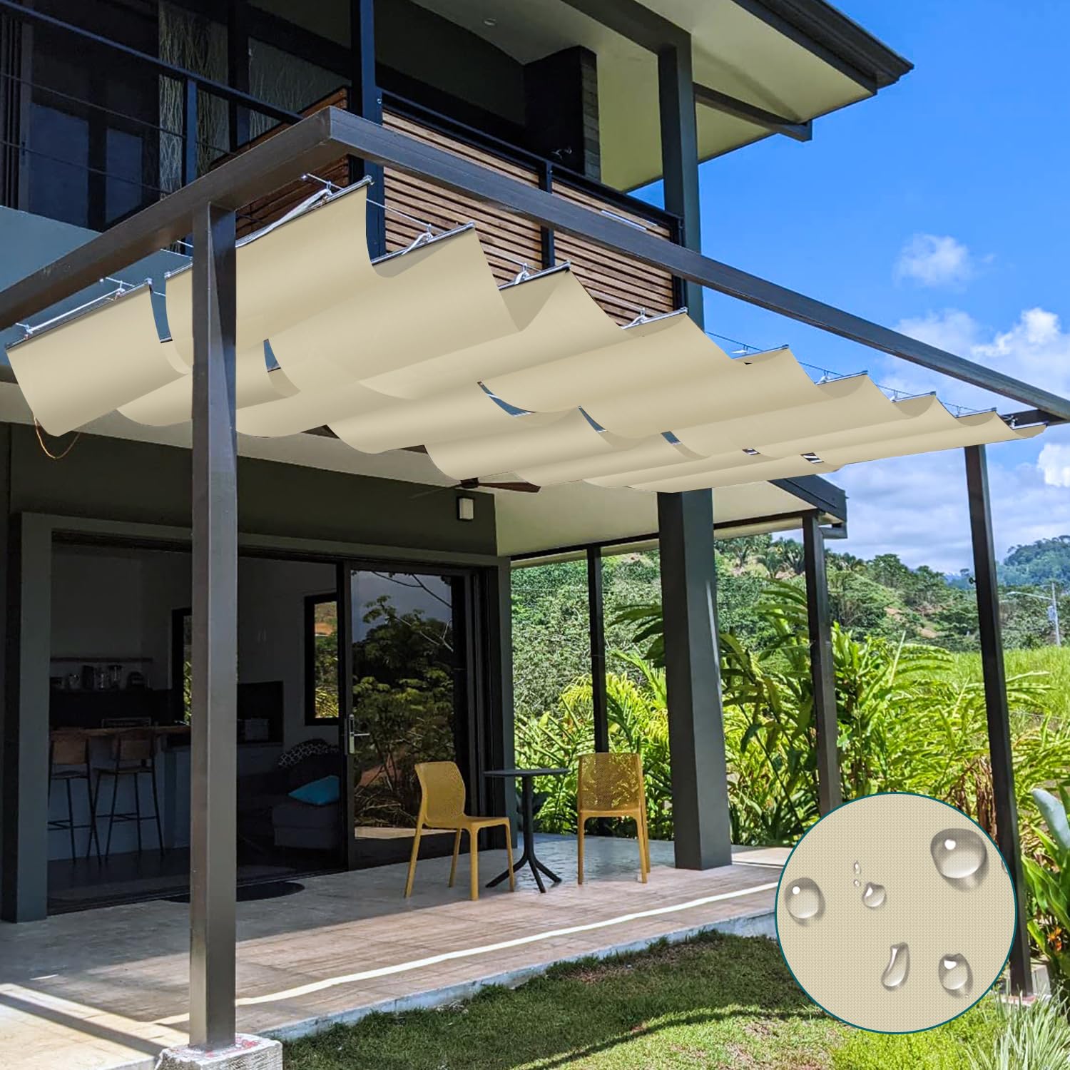 Snapklik.com : TANG 3 X 12 Waterproof Pergola Shade Cover Retractable ...