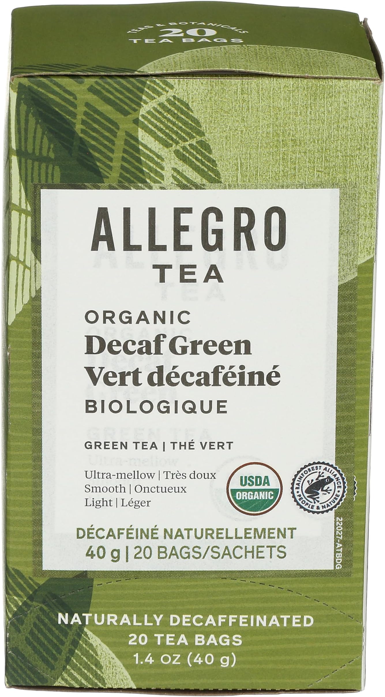Amazon.com : Allegro Tea, Organic Decaf Green Tea Bags, 20 ct : Grocery ...