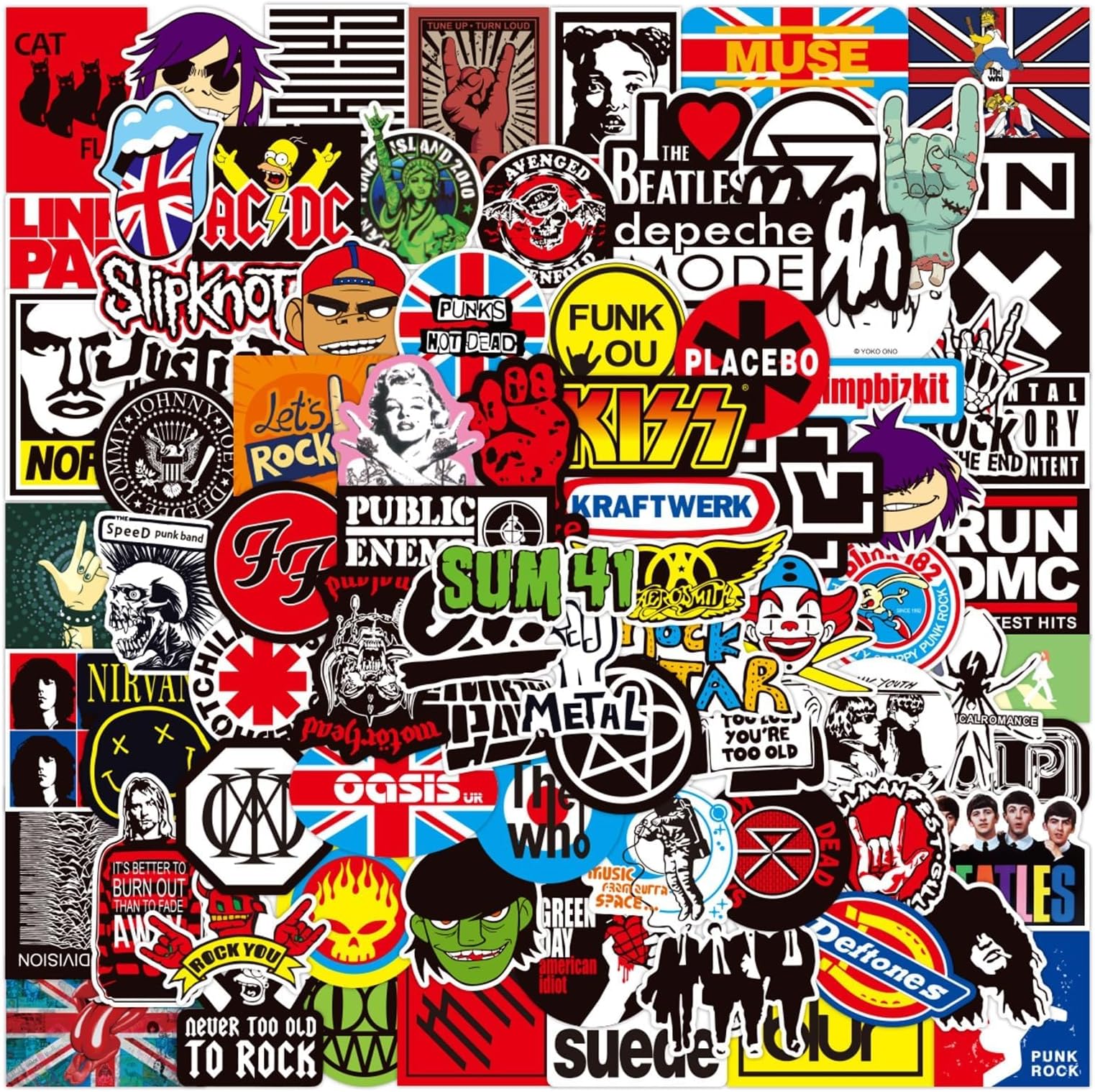 Amazon.com: Cool Sticker 100pcs Random Music Film Vinyl Skateboard ...