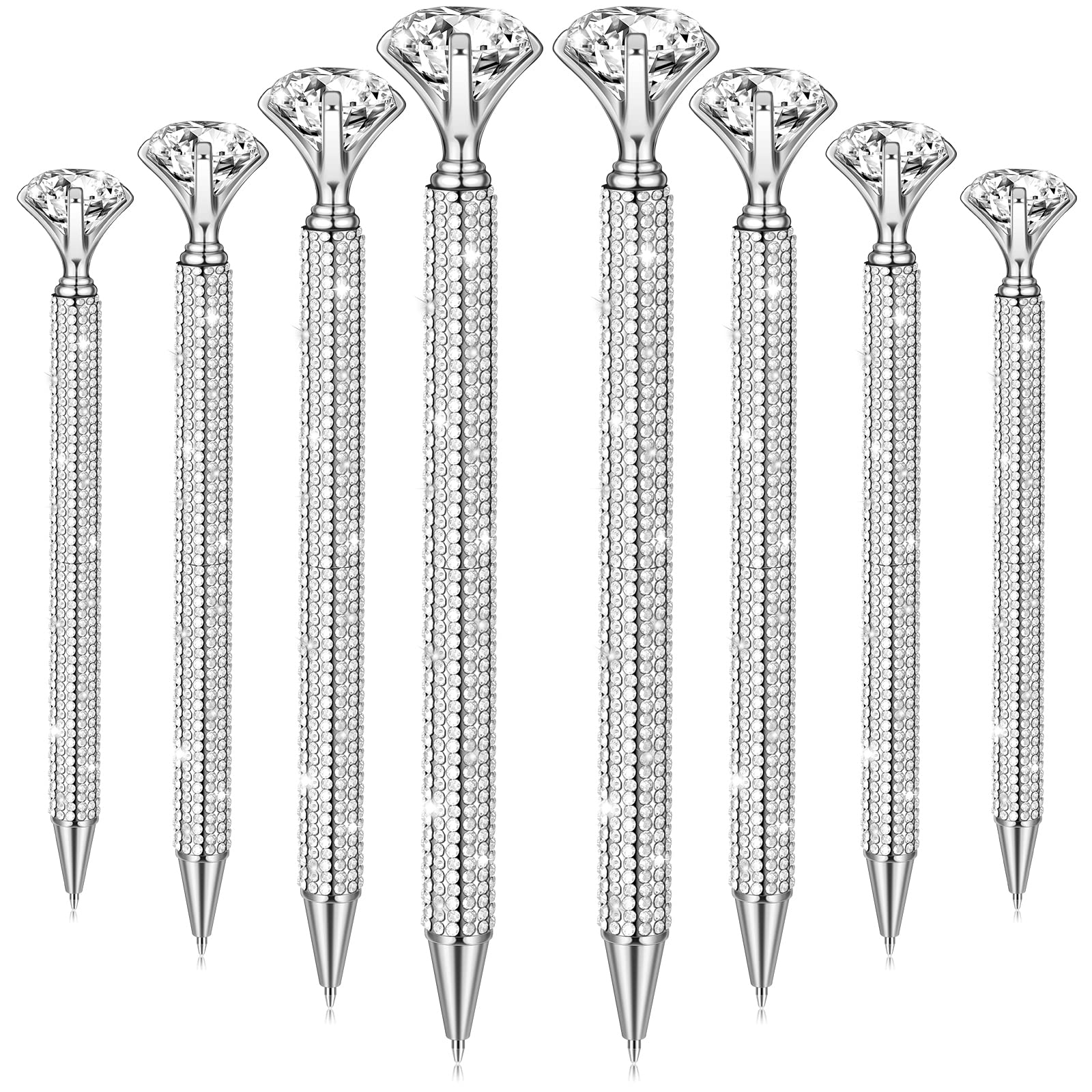 Amazon.com : Jeyiour 8 Pcs Diamond Pens Bling Metal Crystal Ballpoint ...