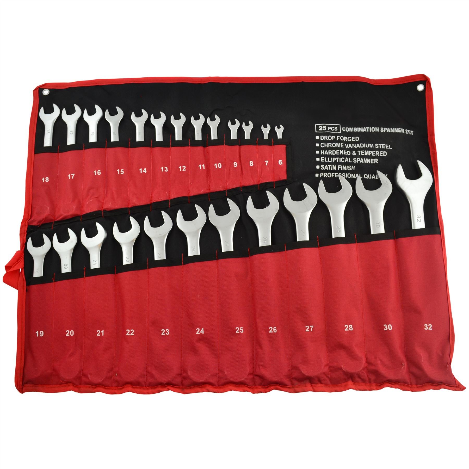 25pc Metric Combination Open And Ring Spanner Wrench Set 6mm ...