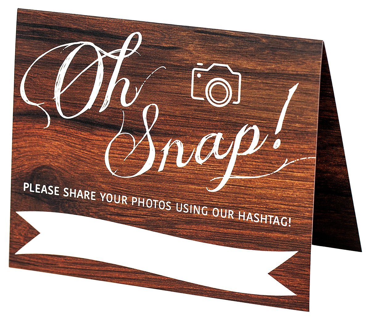 Amazon.com: Wedding Hashtag Sign, Set of 5 Rustic Wood Look Instagram ...