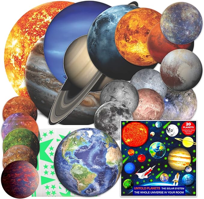 Amazon.com: UNTOLD PLANETS 200+PCS Glow in The Dark Stars and Planets ...
