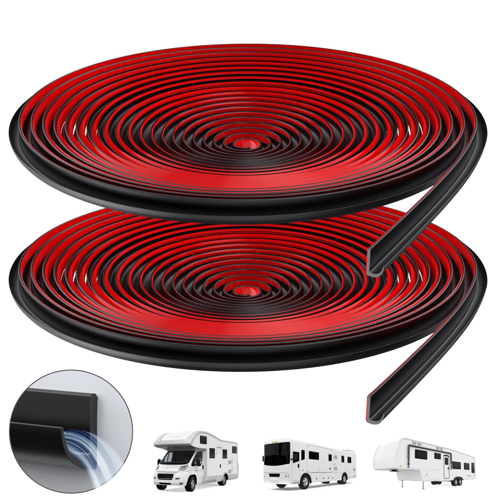 Amazon.com: 40FT RV J-Shape Rain Gutter,Self-Adhesive RV Rain Gutter ...