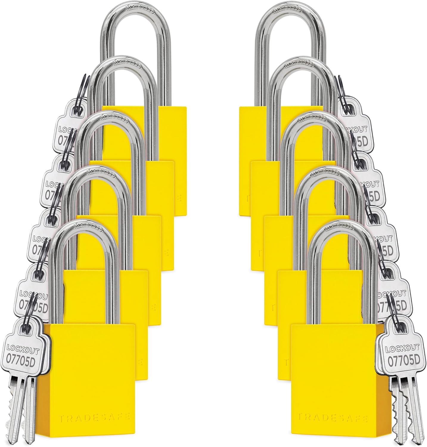 TRADESAFE Lockout Tagout Locks Set - 10 Yellow Aluminum Loto Locks ...