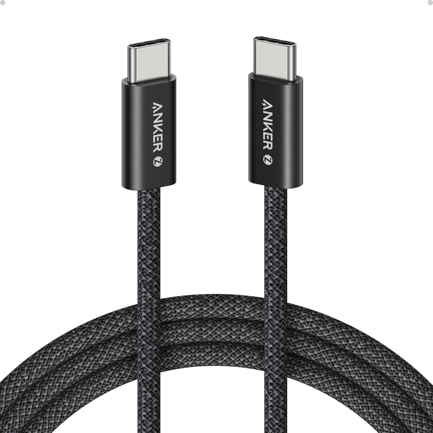 Anker Zolo USB C to C 240 W Hızlı Şarj Örgülü 1 m Kablo A8060, Siyah ...