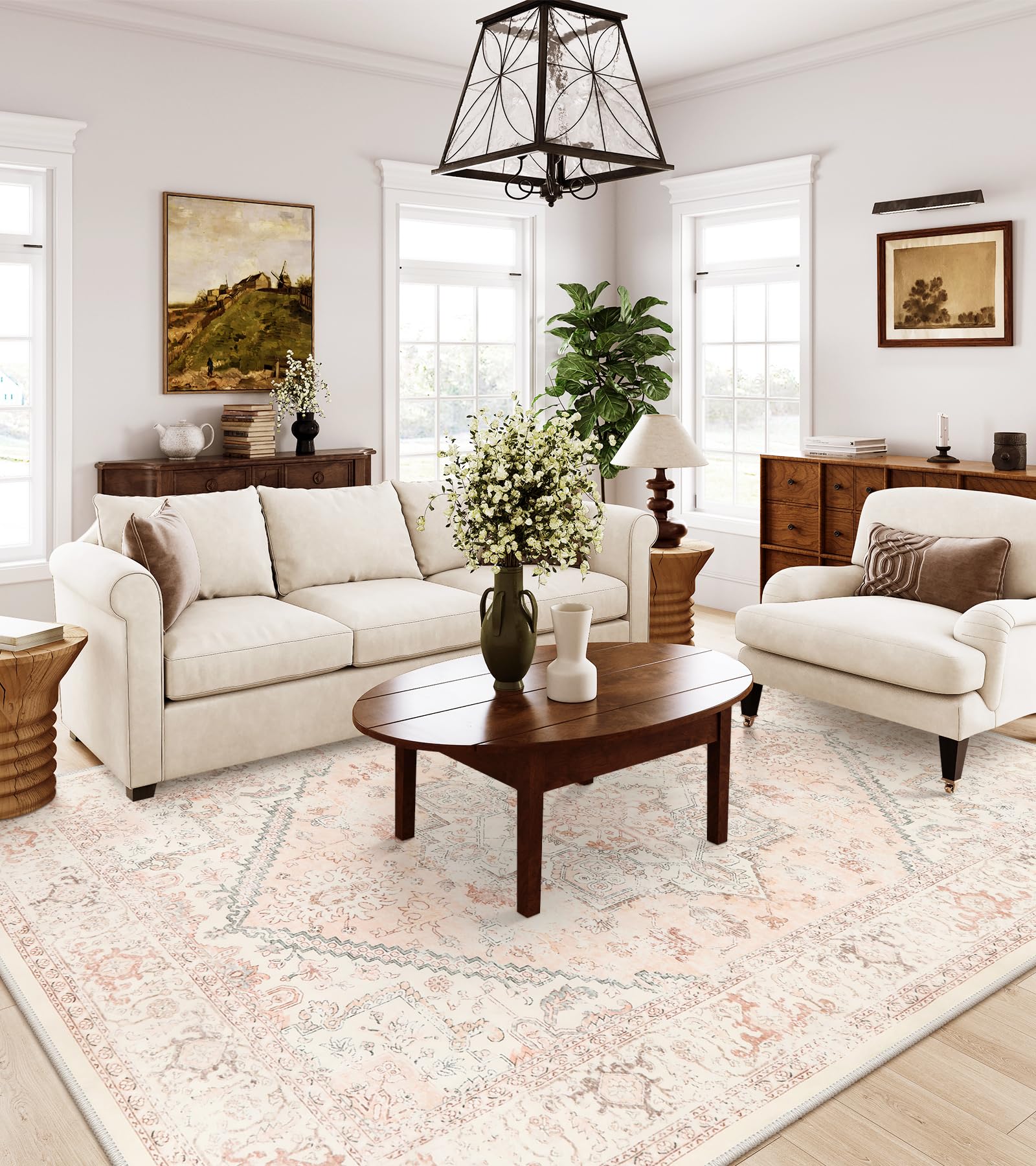 Amazon.com: LIVEBOX Pink 10x14 Area Rug, Extra Large Vintage Area Rugs ...