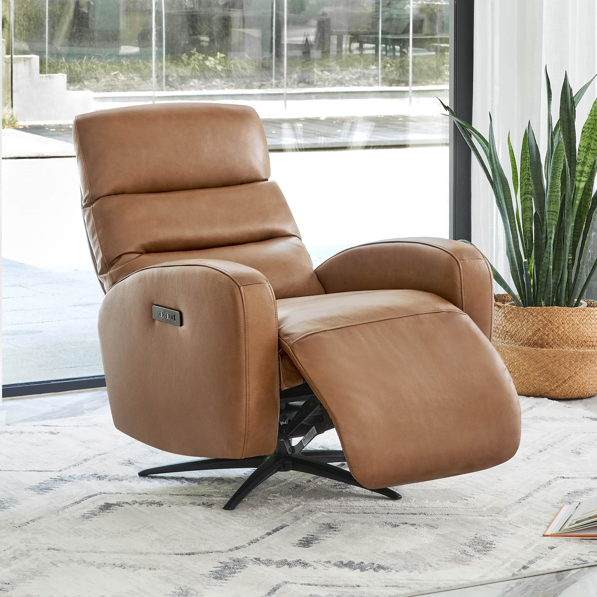 Amazon.com: CHITA Genuine Leather Power Swivel Recliner Chair for ...