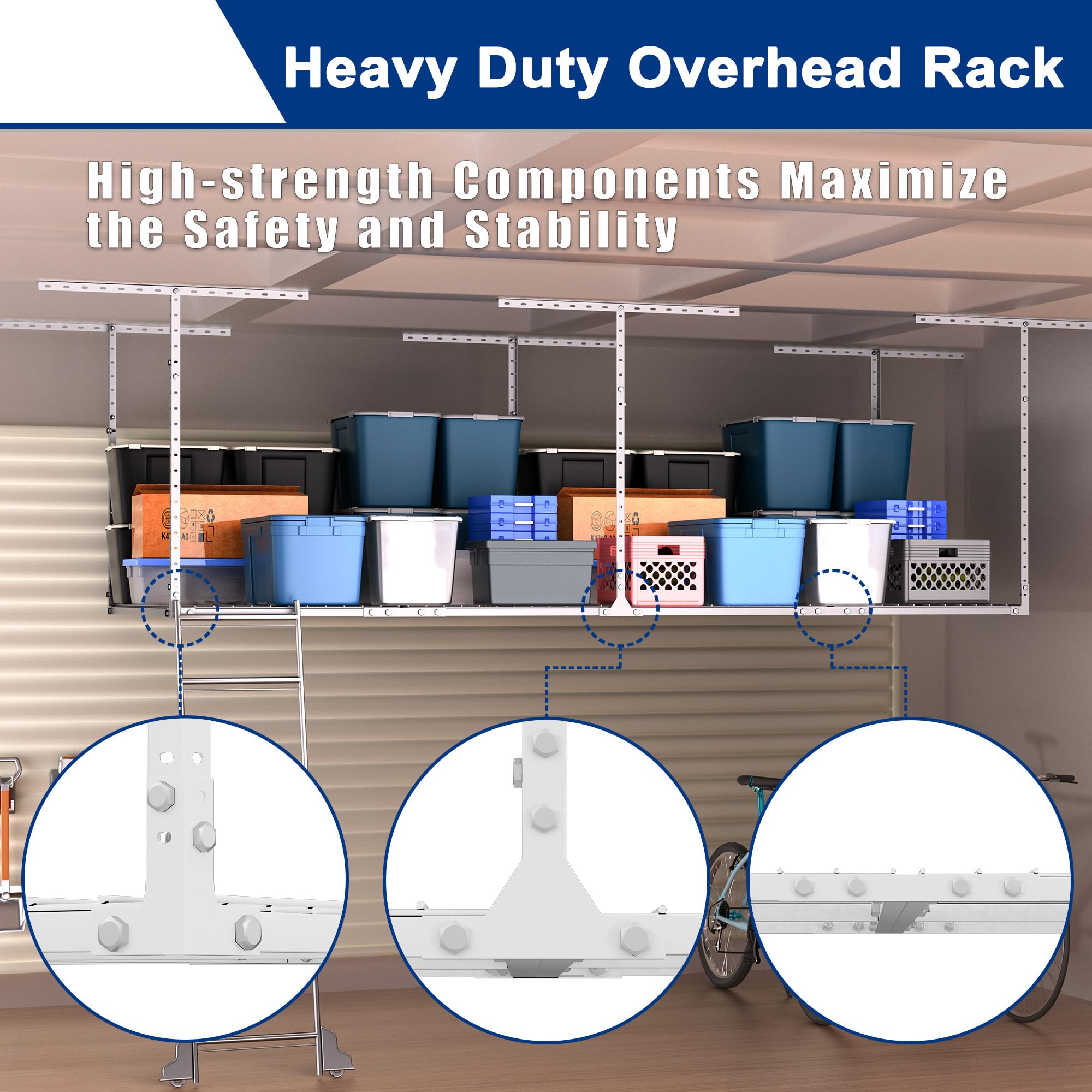Snapklik.com : GIOTORENT 3x8FT Heavy Duty Overhead Garage Storage Rack ...