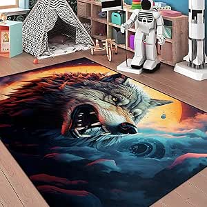 Amazon.com: Wolf Rugs for Bedroom - 3'×5' Wolf Area Rug for Kids Boys ...
